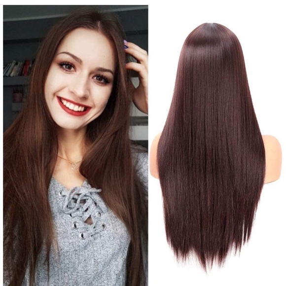 Hair | 22 Inch Long Straight Dark Brown Wigs | Poshmark
